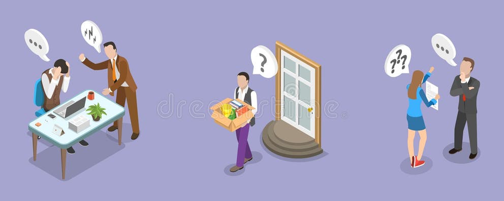 3D Isometric Flat Vector Illustration of Layoff, Staff Reduction Stock ...