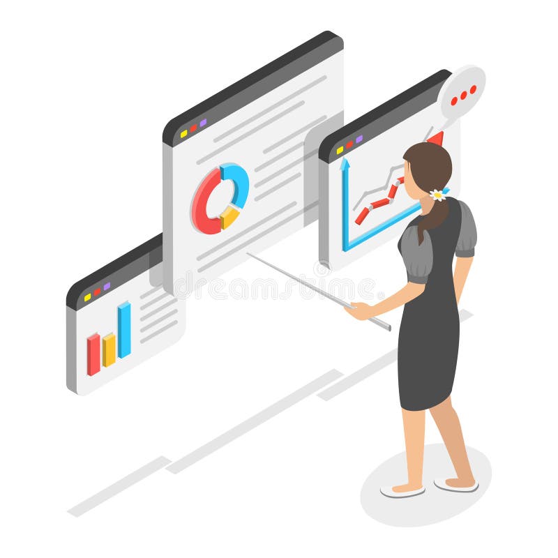 3D Isometric Flat Vector Illustration of Lecture or Seminar. Item 4 ...