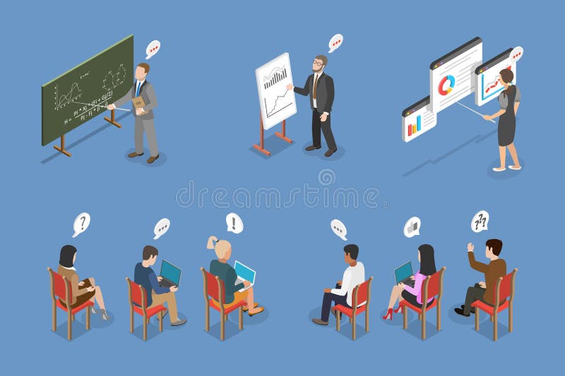 3D Isometric Flat Vector Illustration of Lecture or Seminar Stock ...