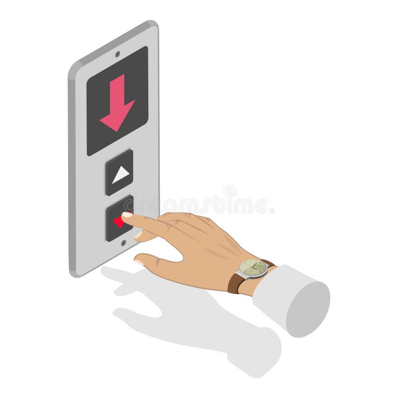 3D Isometric Flat Vector Illustration of Lift Up and Down Buttons. Item ...