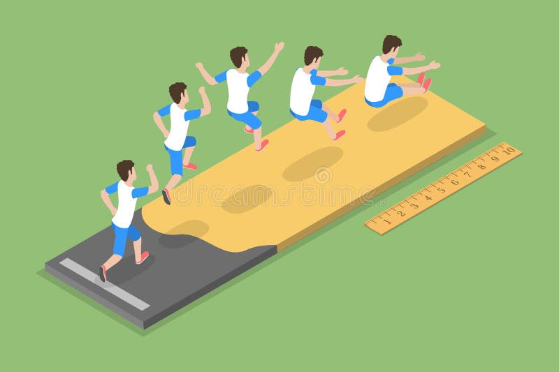 3D Isometric Flat Vector Illustration of Long Jump Stock Vector ...