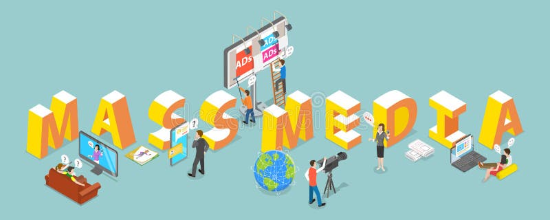 3D Isometric Flat Vector Illustration of Mass Media Stock Vector ...