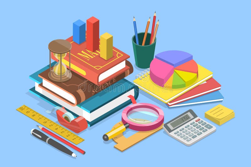 3D Isometric Flat Vector Illustration of Math School Subject Stock ...