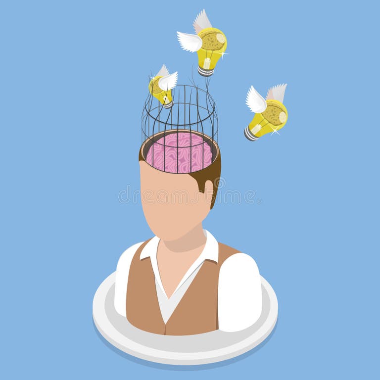 3D Isometric Flat Vector Illustration of Mindfulness Thinking Stock ...