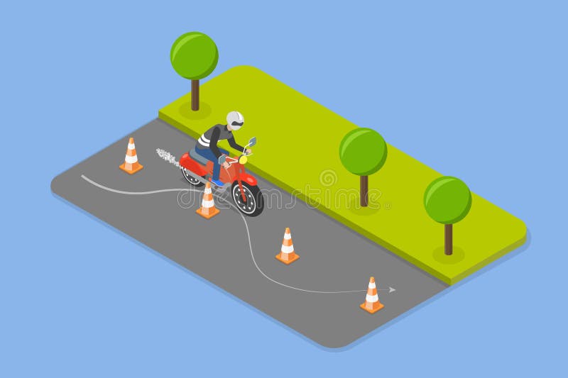 3D Isometric Flat Vector Illustration of Motorcycle Riding Stock Vector ...