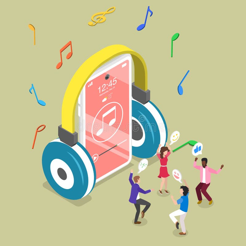 3D Isometric Flat Vector Illustration of Music Phone App Stock Vector ...