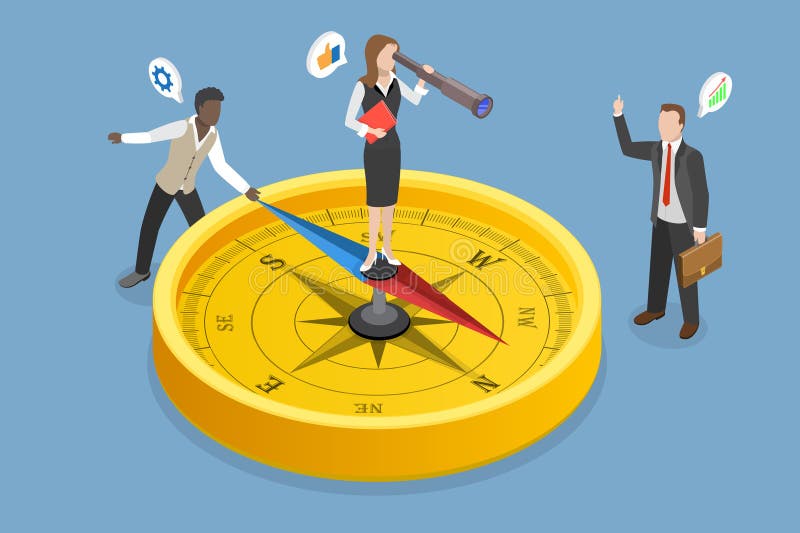 3D Isometric Flat Vector Illustration of Navigation and Orientation in ...