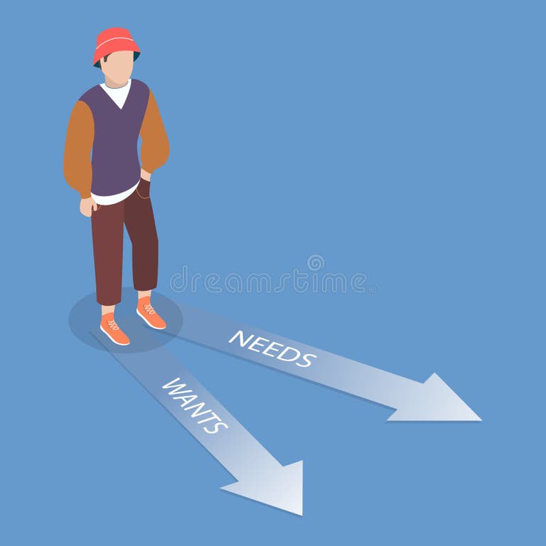 3D Isometric Flat Vector Illustration of Need Vs Want Stock Vector ...