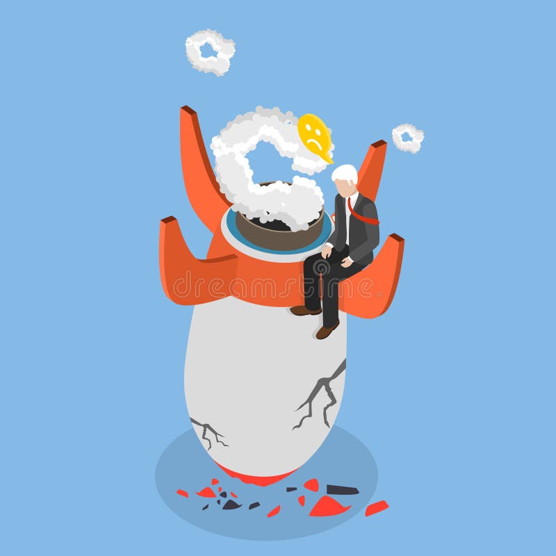 3D Isometric Flat Vector Illustration of New Business Failure Stock ...