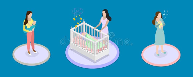 3D Isometric Flat Vector Illustration of Newborn Care Stock Vector ...