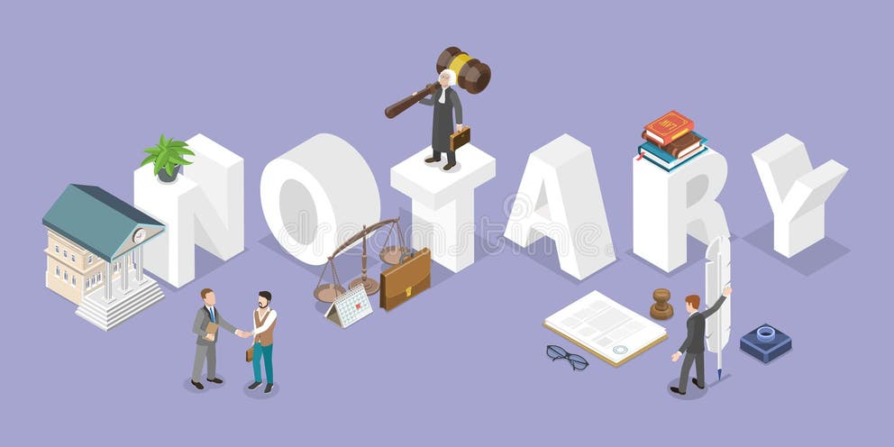 3D Isometric Flat Vector Illustration of Notary Service Stock Vector ...