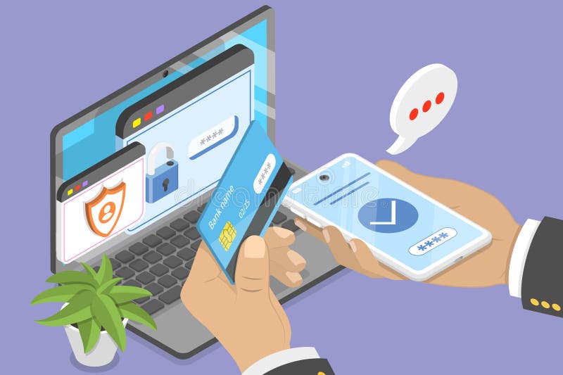 3D Isometric Flat Vector Illustration of Online Authentication Stock ...