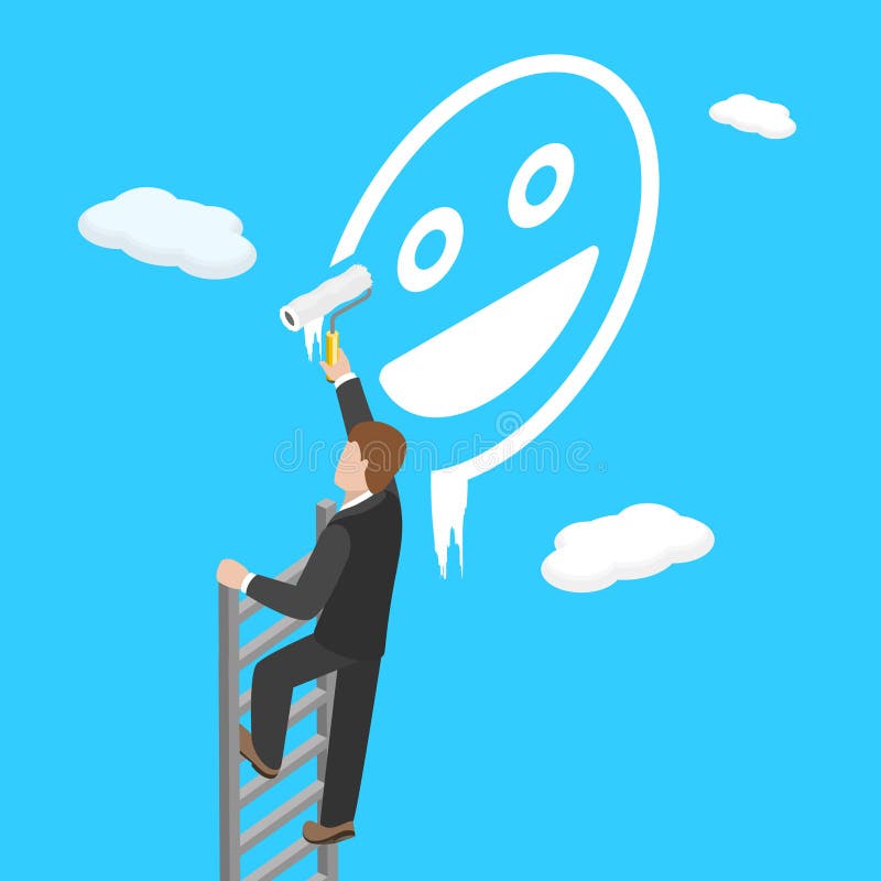 3D Isometric Flat Vector Illustration of Optimistic Mindset Stock ...