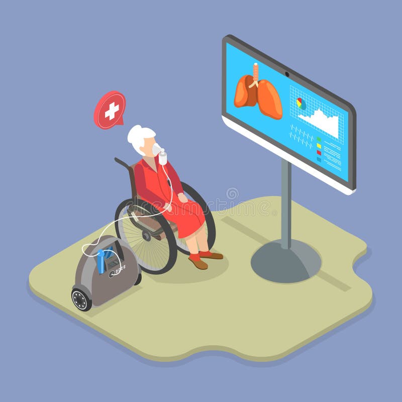 3D Isometric Flat Vector Illustration of Oxygen Therapy Stock Vector ...