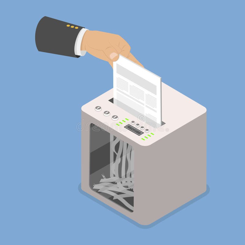 3D Isometric Flat Vector Illustration of Paper Shredder Machine Stock ...