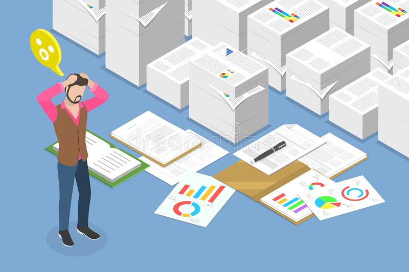 3D Isometric Flat Vector Illustration of Paper Work Stock Vector ...