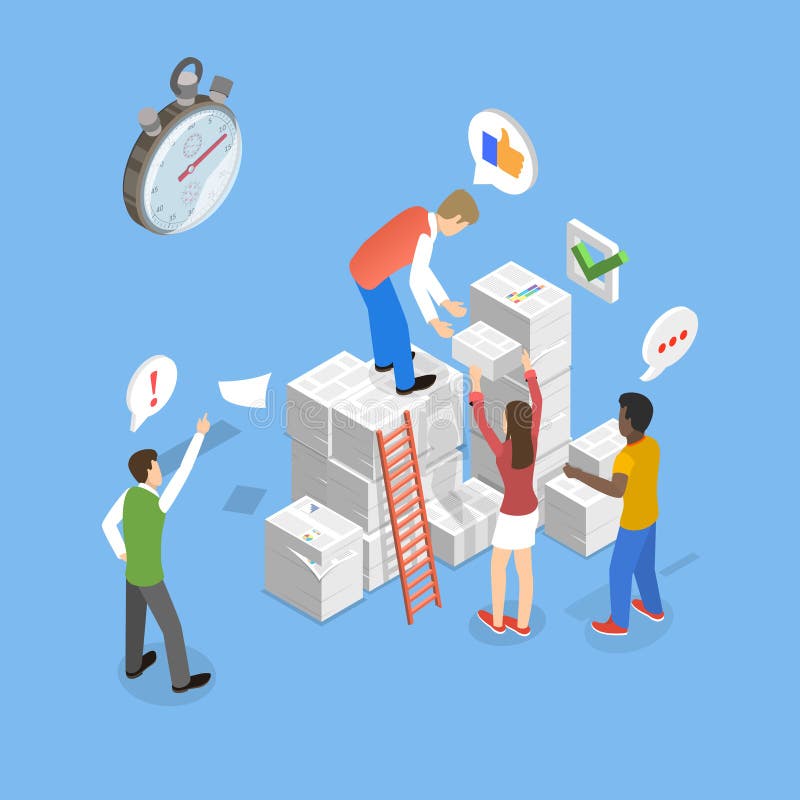 3D Isometric Flat Vector Illustration of Paperwork Organization Stock ...