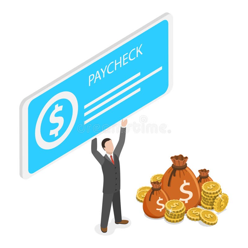 3D Isometric Flat Vector Illustration of Paycheck. Item 2 Stock Vector ...