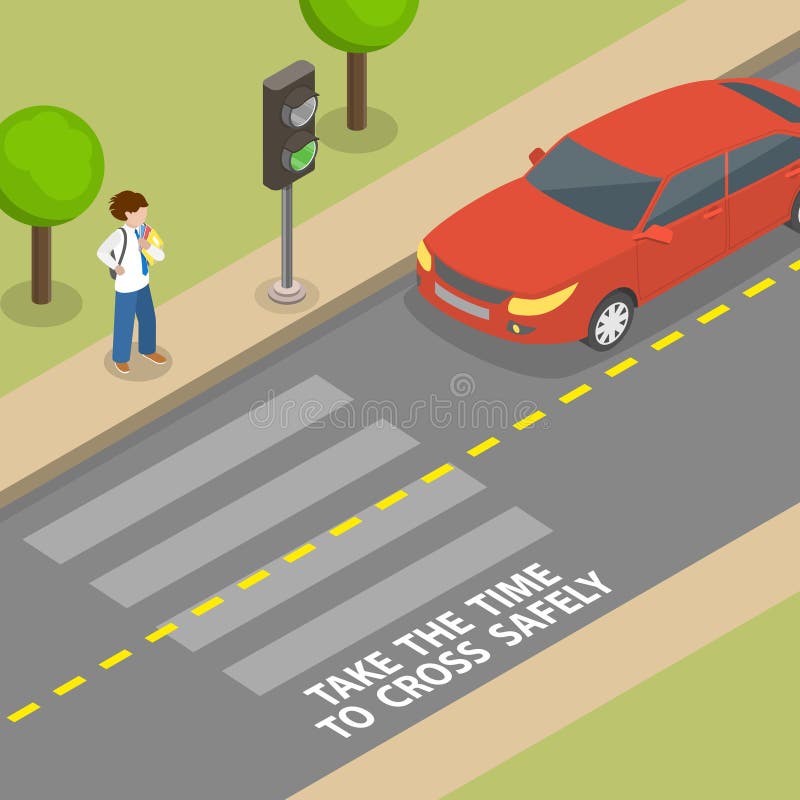 3D Isometric Flat Vector Illustration of Pedestrian Safety Stock Vector ...