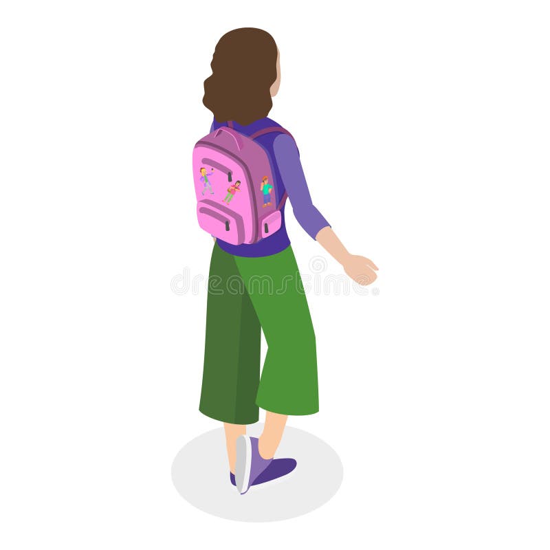 3D Isometric Flat Vector Illustration of People with Backpacks. Item 6 ...