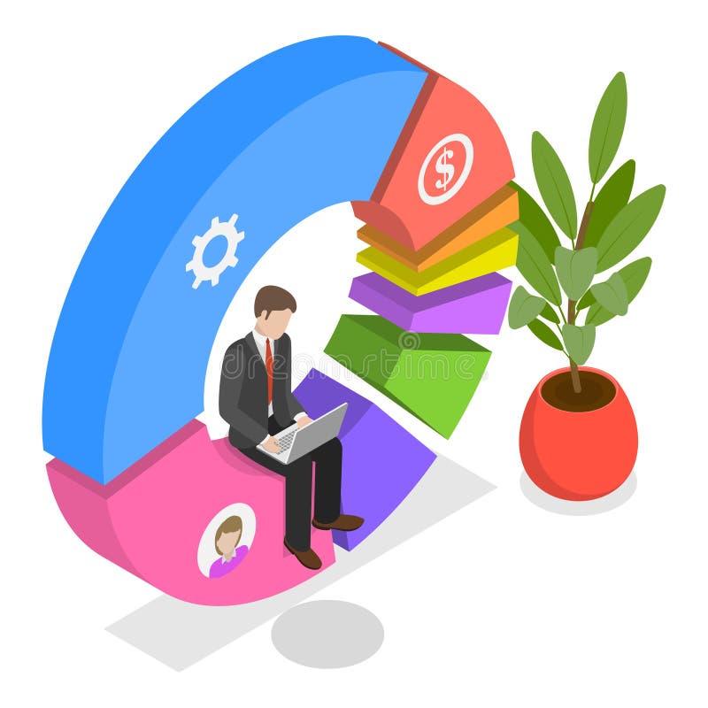 3D Isometric Flat Vector Illustration of Performance Data Visualization ...