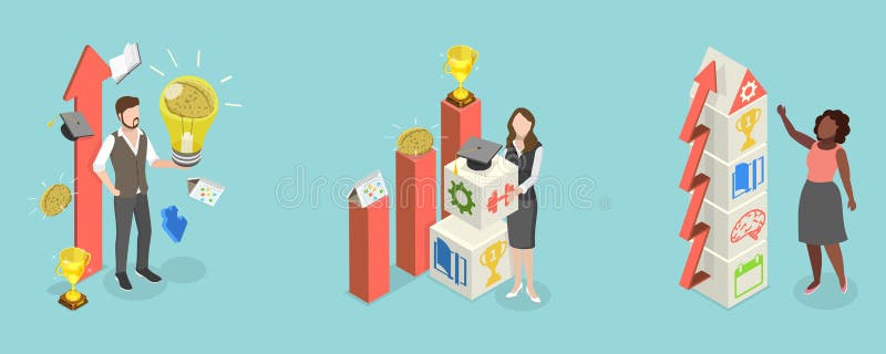 3D Isometric Flat Vector Illustration of Personal Growth Stock ... 3D Isometric Flat Vector Illustration of Personal Growth Stock ...