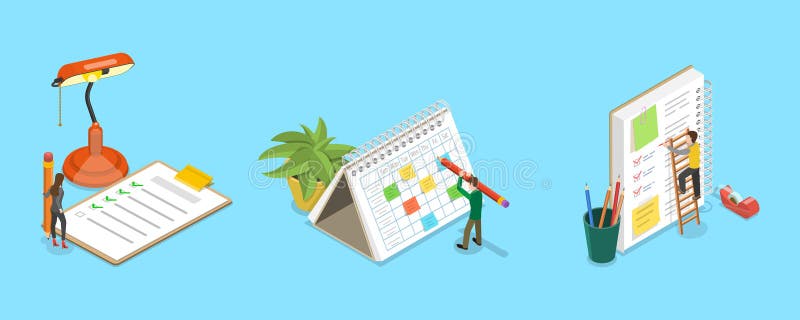 3D Isometric Flat Vector Illustration of Planning Schedule Stock Vector ...