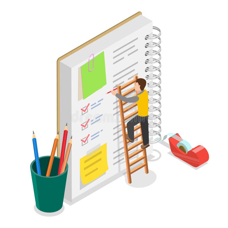 3D Isometric Flat Vector Illustration of Planning Schedule. Item 1 ...
