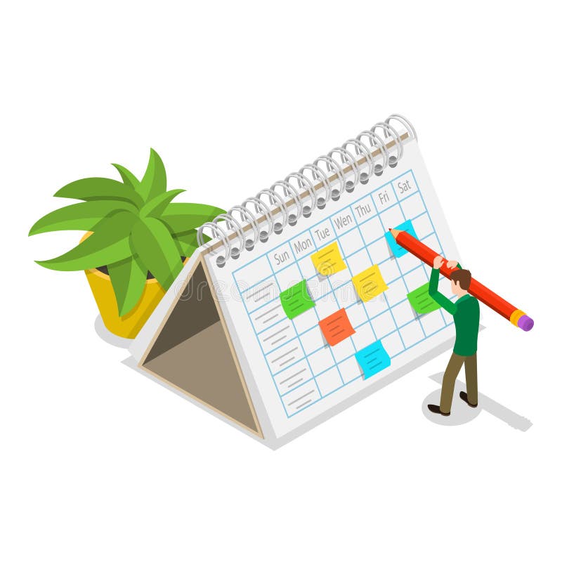 3D Isometric Flat Vector Illustration of Planning Schedule. Item 3 ...