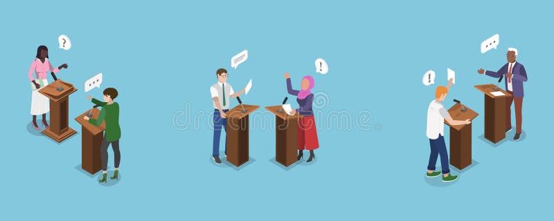 3D Isometric Flat Vector Illustration of Political Debates Stock Vector ...