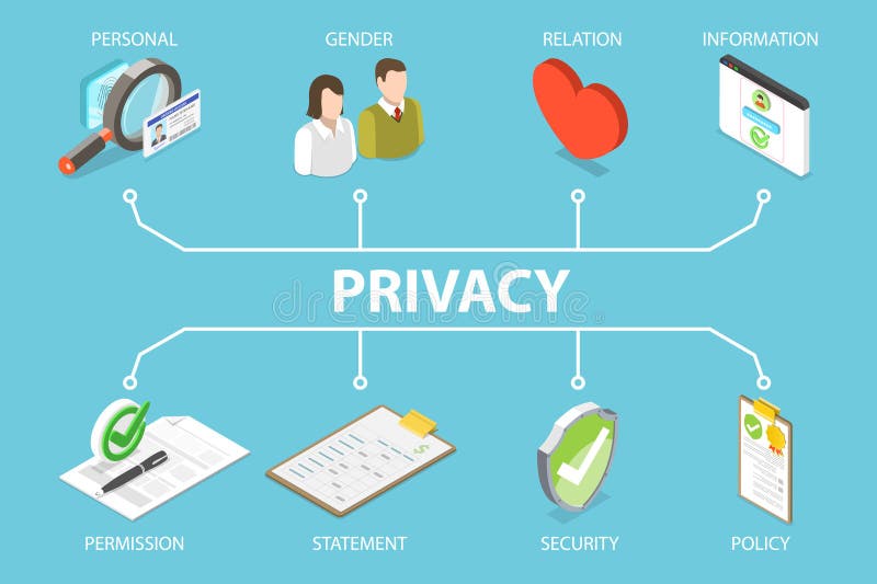3D Isometric Privacy and Data Protection Concept with Hero Protect Data ...