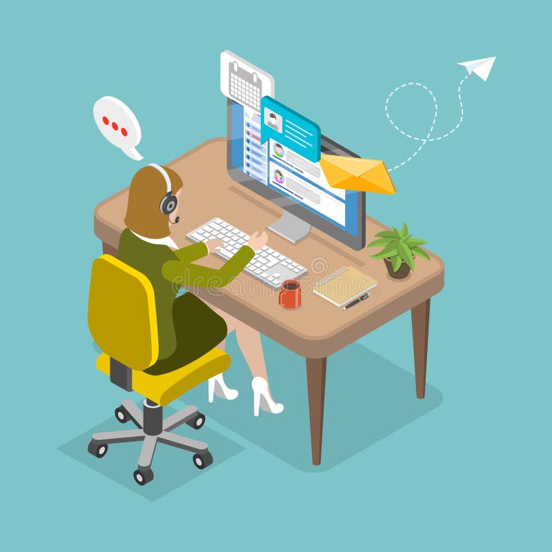 3D Isometric Flat Vector Illustration of Professional Assistant Stock ...