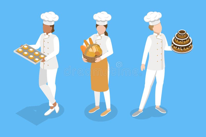3D Isometric Flat Vector Illustration of Professional Baker Stock ...