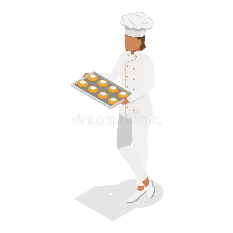 3D Isometric Flat Vector Illustration of Professional Baker. Item 1 ...