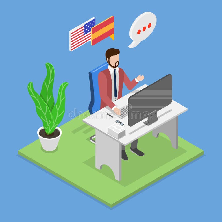 3D Isometric Flat Vector Illustration of Professional Interpreter Stock ...