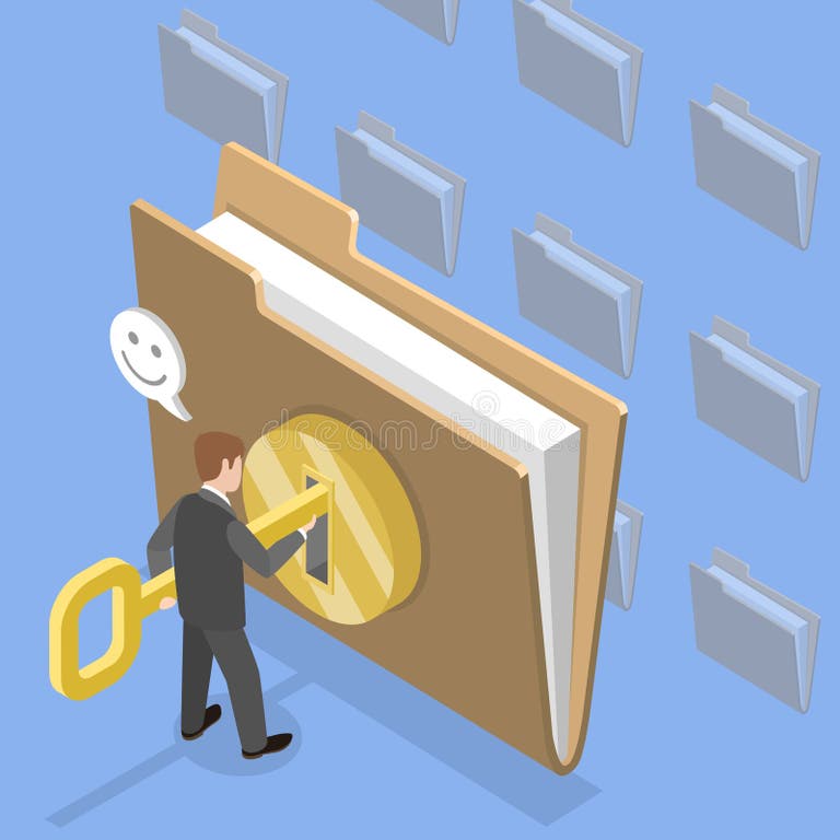 3D Isometric Flat Vector Illustration of Protect Personal Documents ...