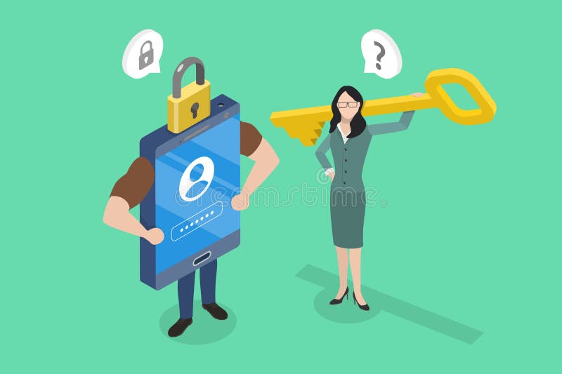 3D Isometric Flat Vector Illustration of Protected Account Access Stock ...