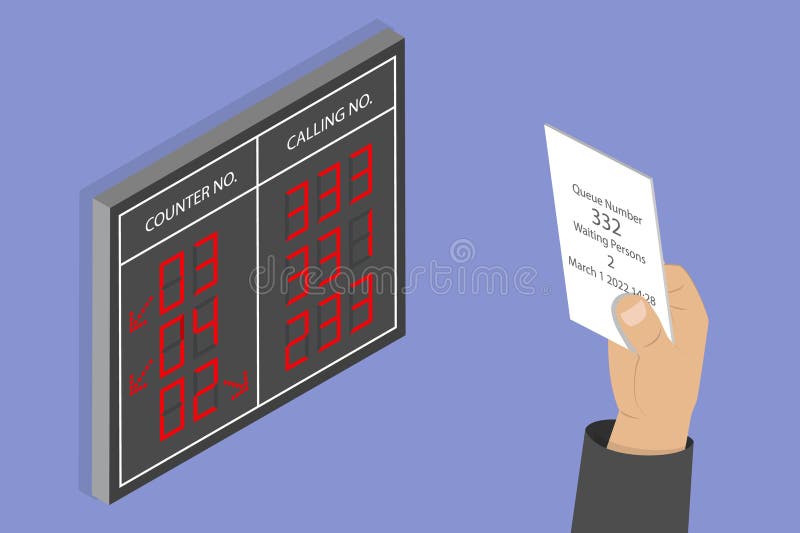 3D Isometric Flat Vector Illustration of Queue Display Number Stock ...