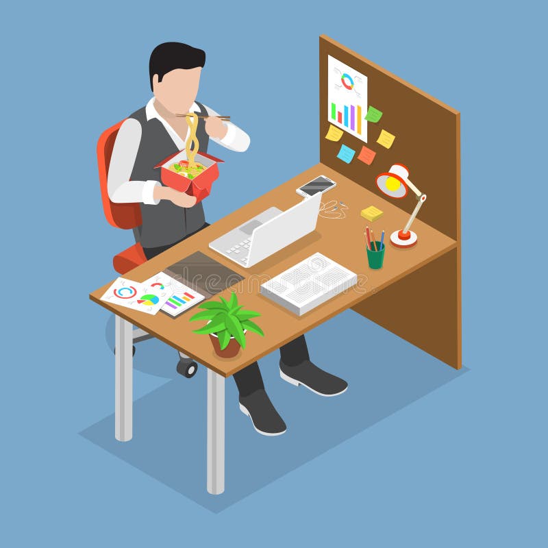 3D Isometric Flat Vector Illustration of Quiet Workplace Stock Vector ...