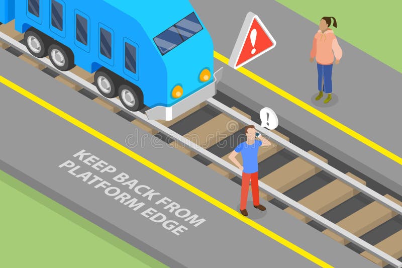 3D Isometric Flat Vector Illustration of Railroad Safety Rules Stock ...