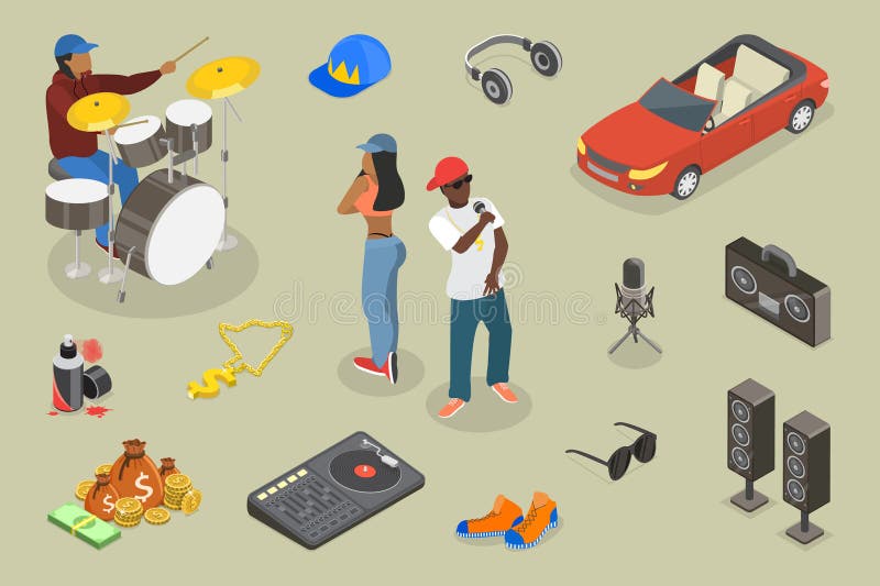 3D Isometric Flat Vector Illustration of Rap Music and Hip-hop Style ...