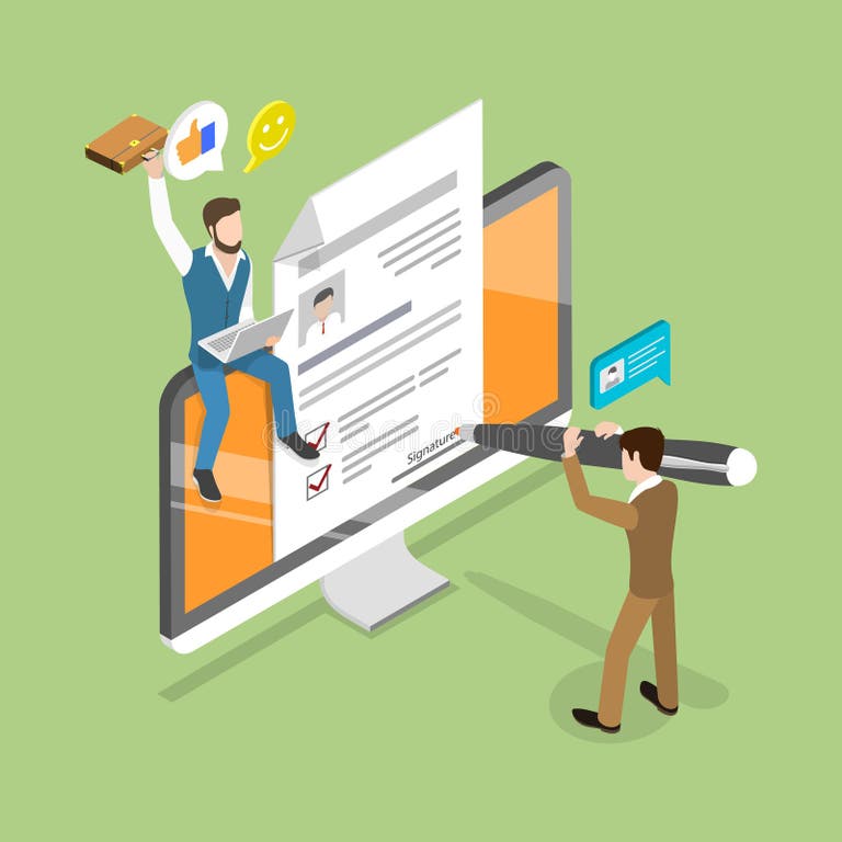 3D Isometric Flat Vector Illustration of Recommendation Letter Stock ...