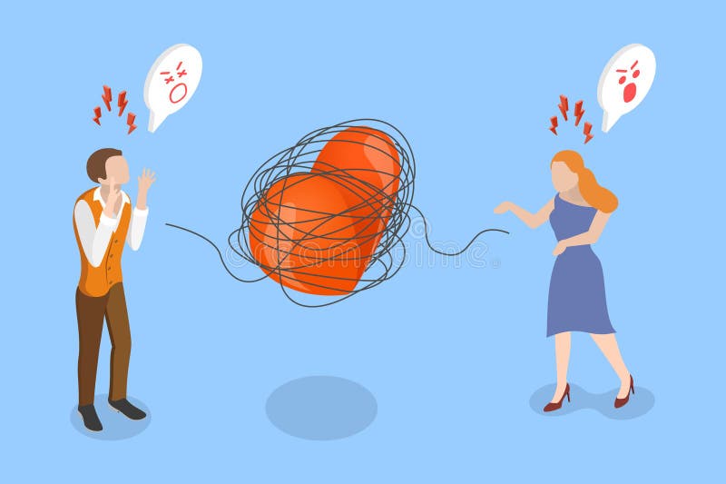 3D Isometric Flat Vector Illustration of Relationship Problem Stock ...