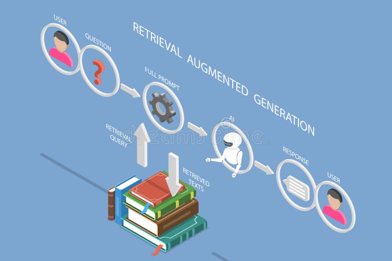 3D Isometric Flat Vector Illustration of Retrieval Augmented Generation ...