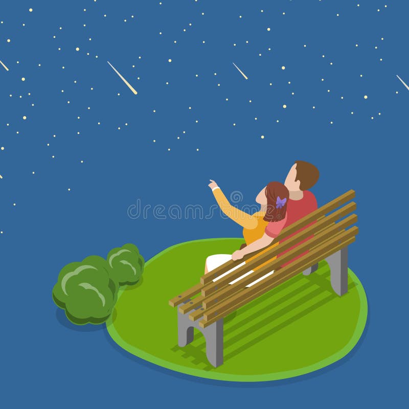 3d Isometric Flat Vector Illustration Of Romantic Evening Stock Vector