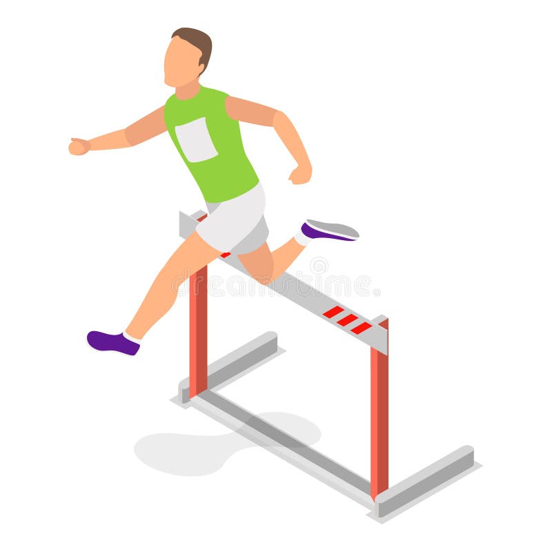 3D Isometric Flat Vector Illustration of Running with Barrier. Item 4 ...