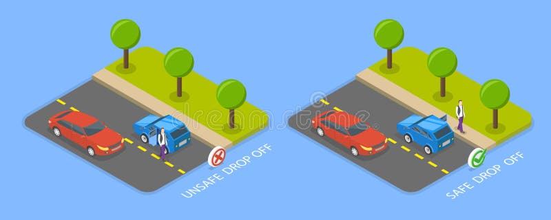 3D Isometric Flat Vector Illustration of Safe Car Driving Tips Stock ...