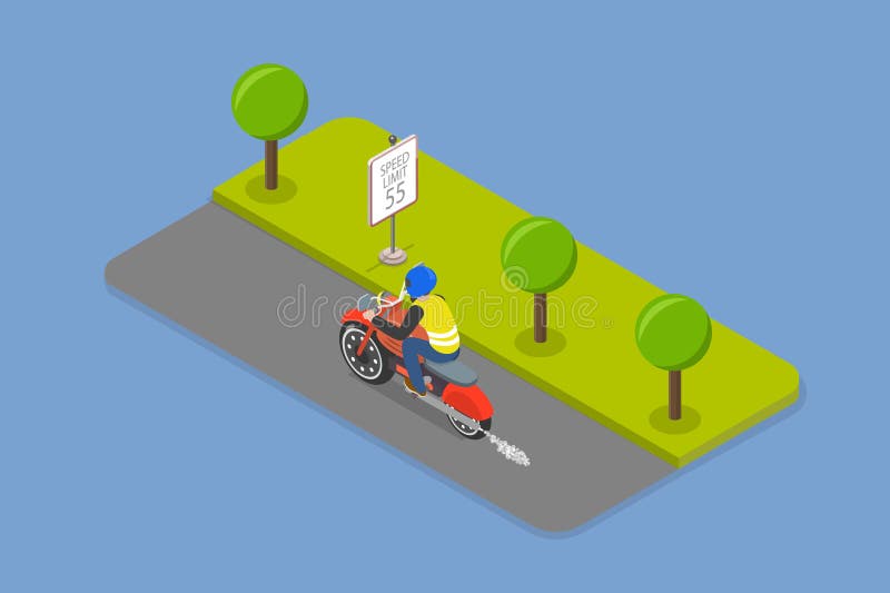 3D Isometric Flat Vector Illustration of Safe Moto Riding Tips Stock ...