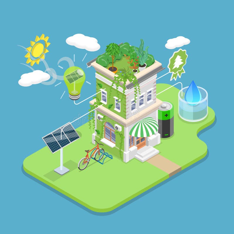 3D Isometric Flat Vector Illustration of Save Water and Electricity ...