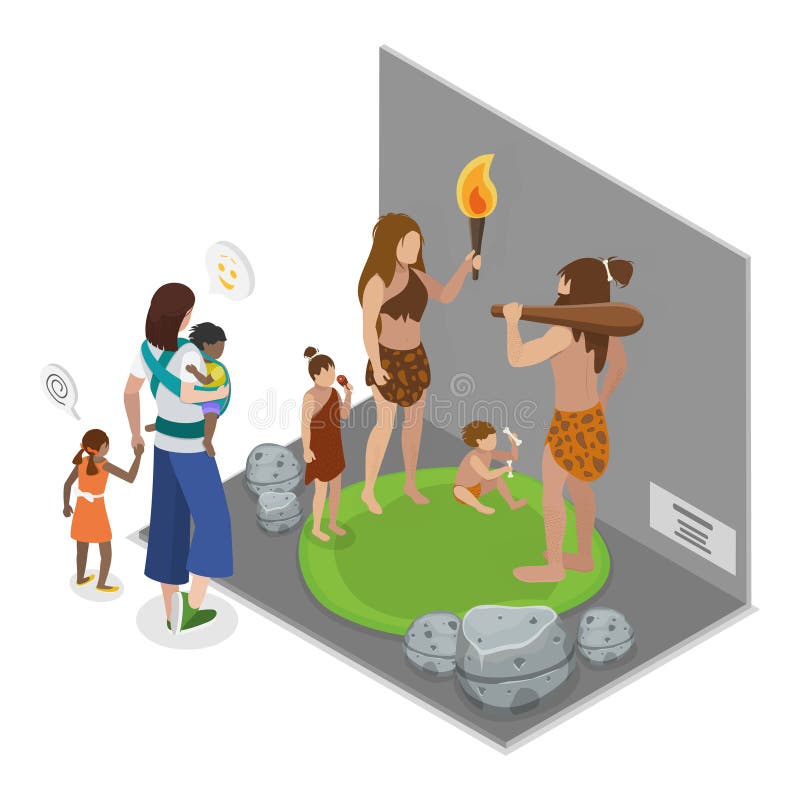 3D Isometric Flat Vector Illustration of School Museum Excursion. Item ...